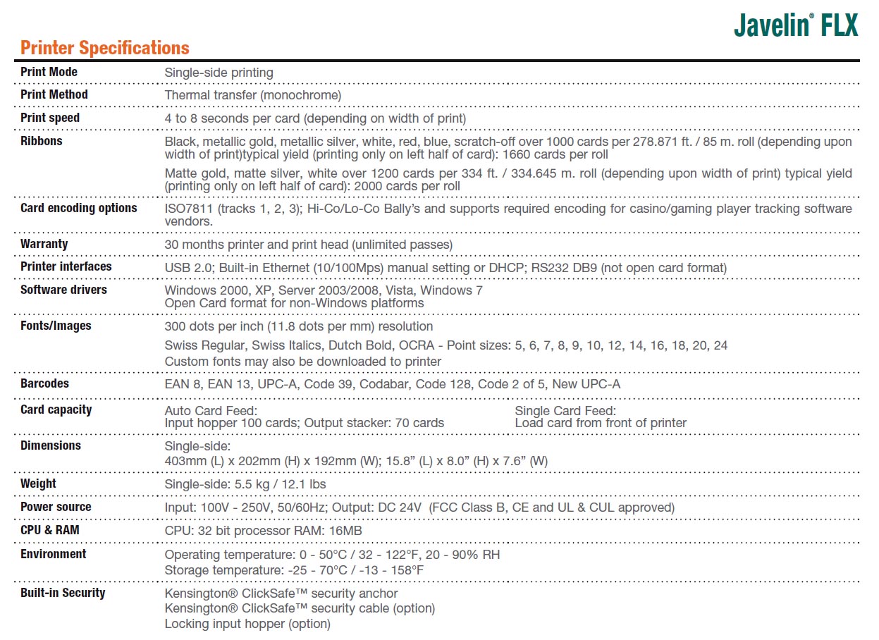 Javelin FLX - Casino/Reward Card Printer | NBS TECHNOLOGIES | American ...
